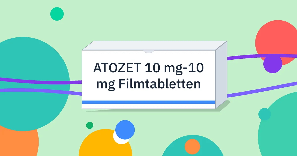 Symbolbild: Packung mit der Aufschrift ATOZET 10 mg-10 mg Filmtabletten (PZN 12733558) – Verfügbarkeit und Bezug in Apotheken in Frankfurt am Main