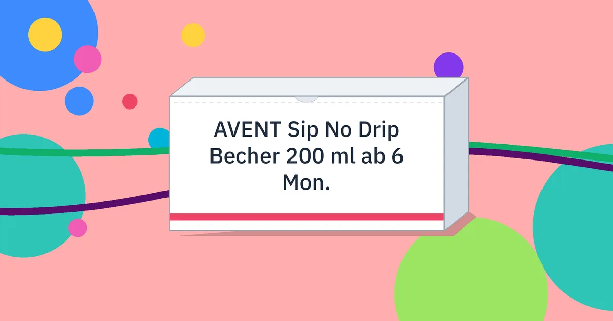 Symbolbild: Packung mit der Aufschrift AVENT Sip No Drip Becher 200 ml ab 6 Mon. (PZN 10214943) – Verfügbarkeit und Bezug in Apotheken in Frankfurt am Main