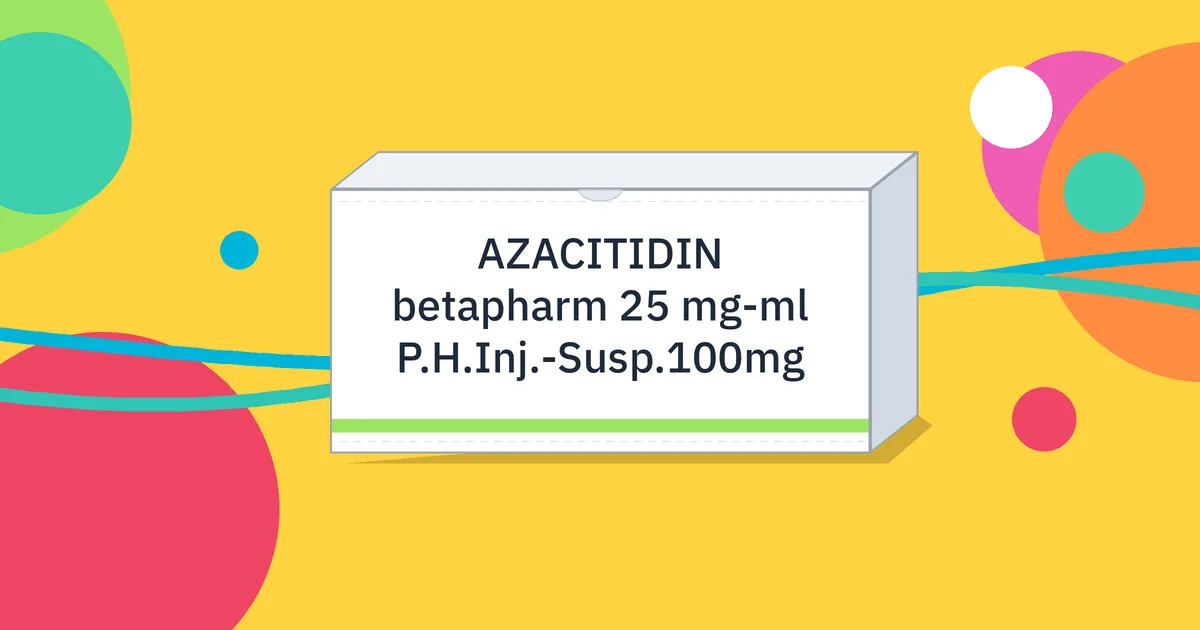 Symbolbild: Packung mit der Aufschrift AZACITIDIN betapharm 25 mg-ml P.H.Inj.-Susp.100mg (PZN 18831121) – Verfügbarkeit und Bezug in Apotheken in Frankfurt am Main