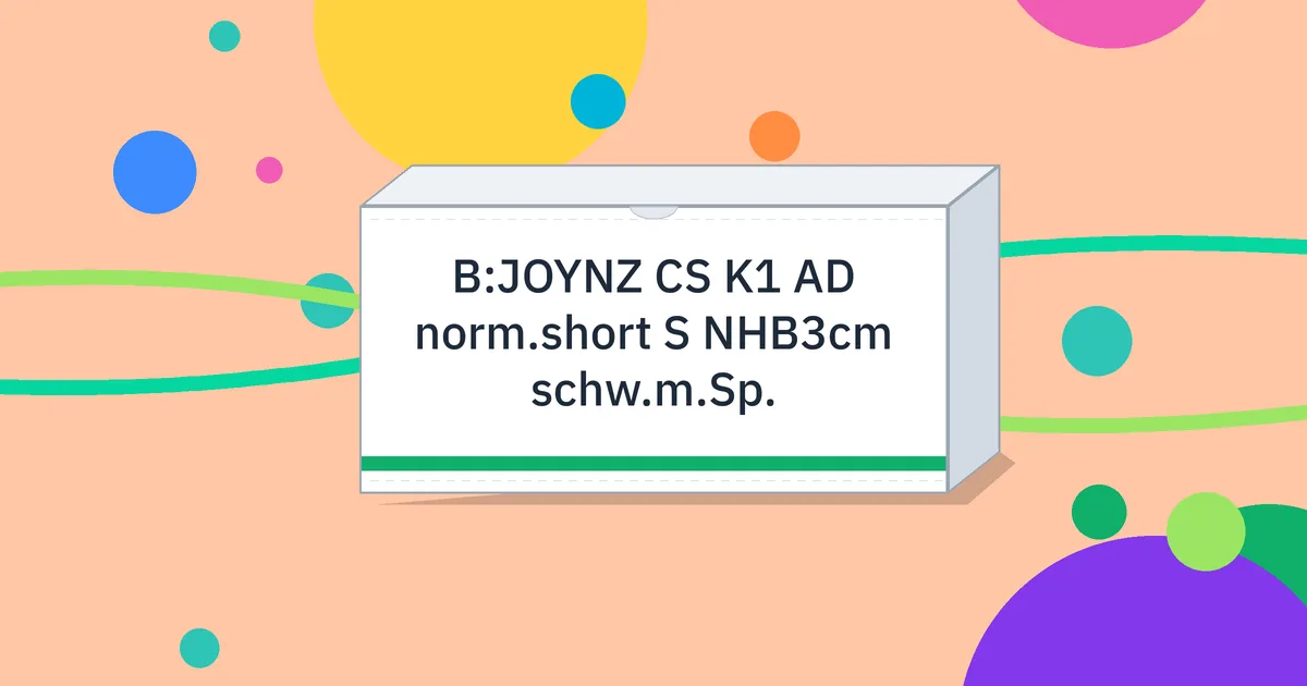 Symbolbild: Packung mit der Aufschrift B:JOYNZ CS K1 AD norm.short S NHB3cm schw.m.Sp. (PZN 20526201) – Verfügbarkeit und Bezug in Apotheken in Frankfurt am Main