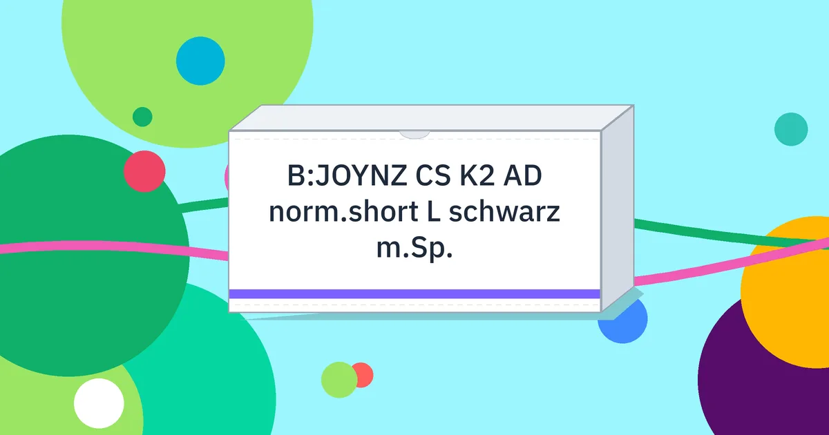 Symbolbild: Packung mit der Aufschrift B:JOYNZ CS K2 AD norm.short L schwarz m.Sp. (PZN 20528329) – Verfügbarkeit und Bezug in Apotheken in Frankfurt am Main
