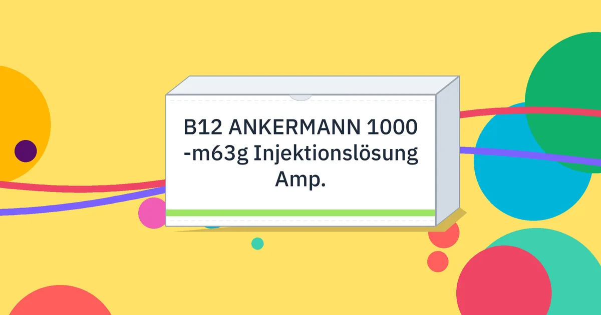 Symbolbild: Packung mit der Aufschrift B12 ANKERMANN 1000 -m63g Injektionslösung Amp. (PZN 06439470) – Verfügbarkeit und Bezug in Apotheken in Frankfurt am Main