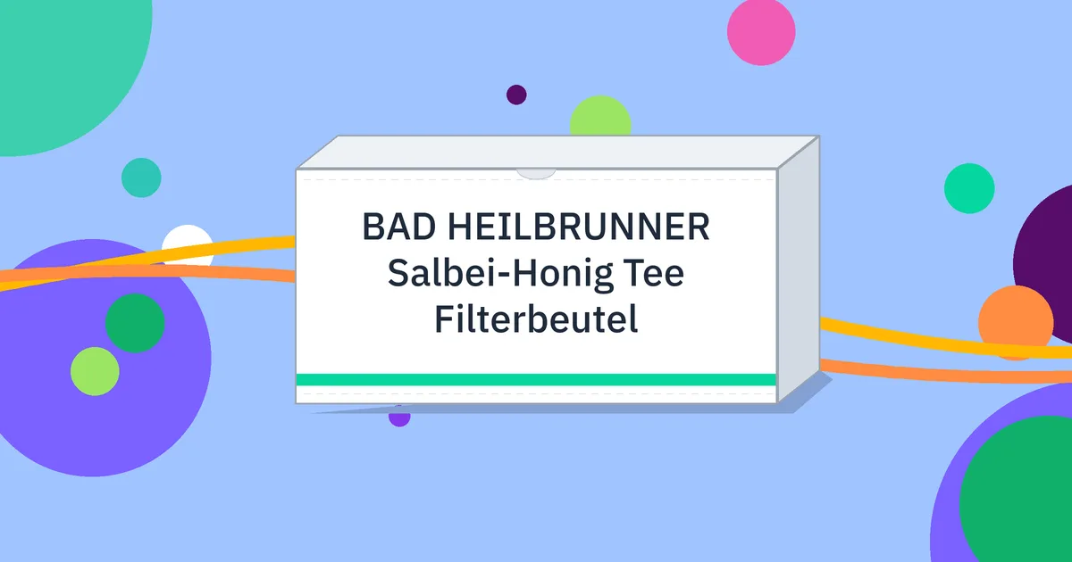 Symbolbild: Packung mit der Aufschrift BAD HEILBRUNNER Salbei-Honig Tee Filterbeutel (PZN 02005036) – Verfügbarkeit und Bezug in Apotheken in Frankfurt am Main