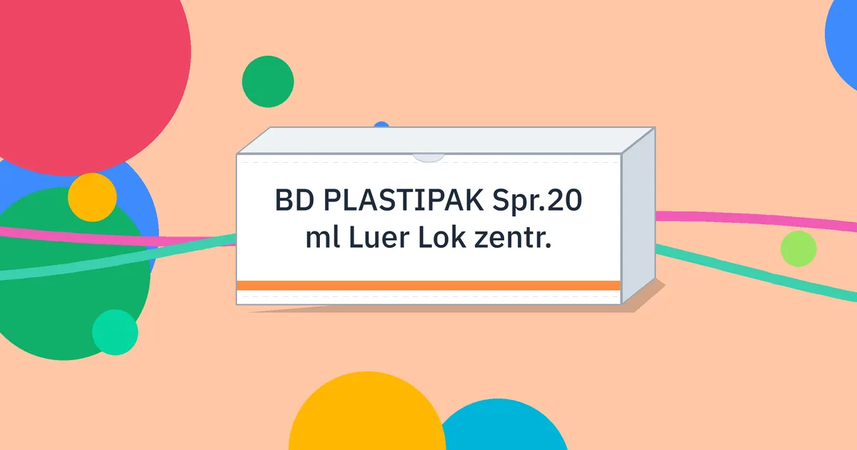Symbolbild: Packung mit der Aufschrift BD PLASTIPAK Spr.20 ml Luer Lok zentr. (PZN 11117656) – Verfügbarkeit und Bezug in Apotheken in Frankfurt am Main