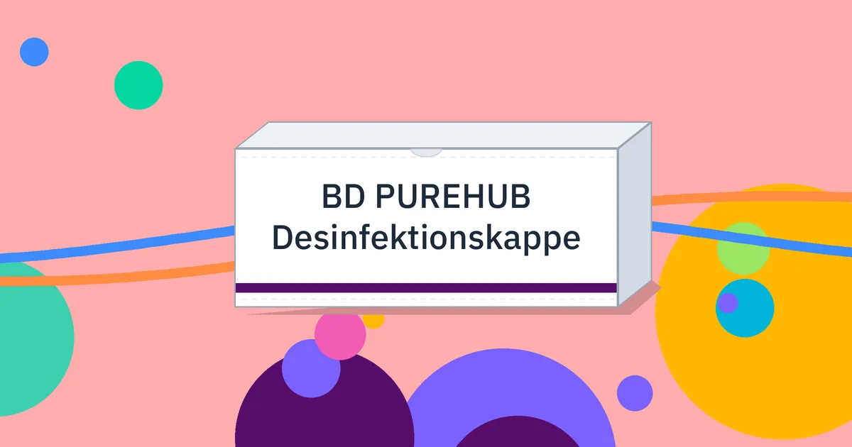 Symbolbild: Packung mit der Aufschrift BD PUREHUB Desinfektionskappe (PZN 15529568) – Verfügbarkeit und Bezug in Apotheken in Frankfurt am Main