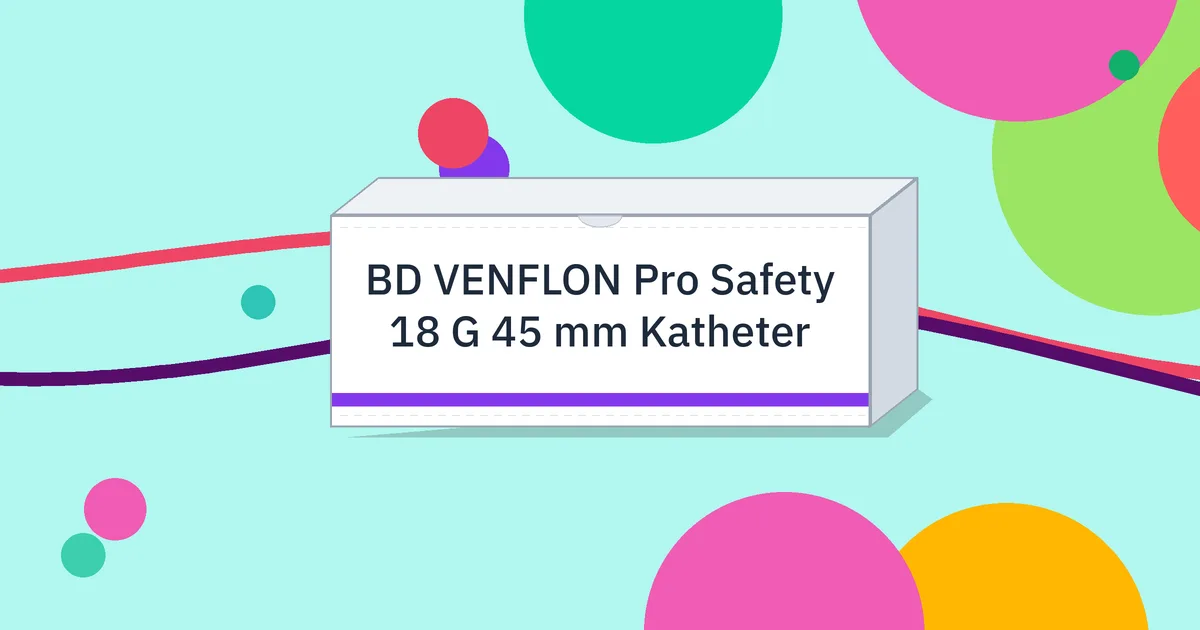Symbolbild: Packung mit der Aufschrift BD VENFLON Pro Safety 18 G 45 mm Katheter (PZN 07558780) – Verfügbarkeit und Bezug in Apotheken in Frankfurt am Main