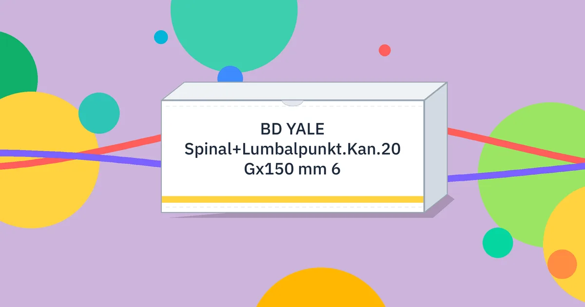 Symbolbild: Packung mit der Aufschrift BD YALE Spinal+Lumbalpunkt.Kan.20 Gx150 mm 6 (PZN 07546073) – Verfügbarkeit und Bezug in Apotheken in Frankfurt am Main