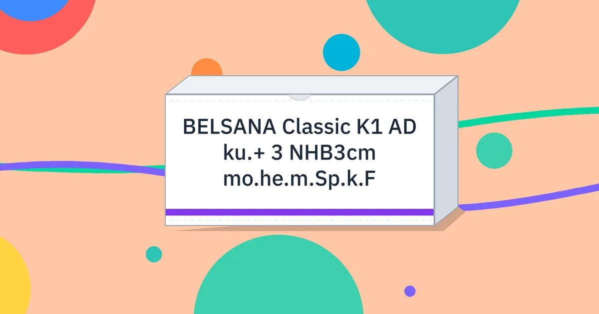 Symbolbild: Packung mit der Aufschrift BELSANA Classic K1 AD ku.+ 3 NHB3cm mo.he.m.Sp.k.F (PZN 19255487) – Verfügbarkeit und Bezug in Apotheken in Frankfurt am Main