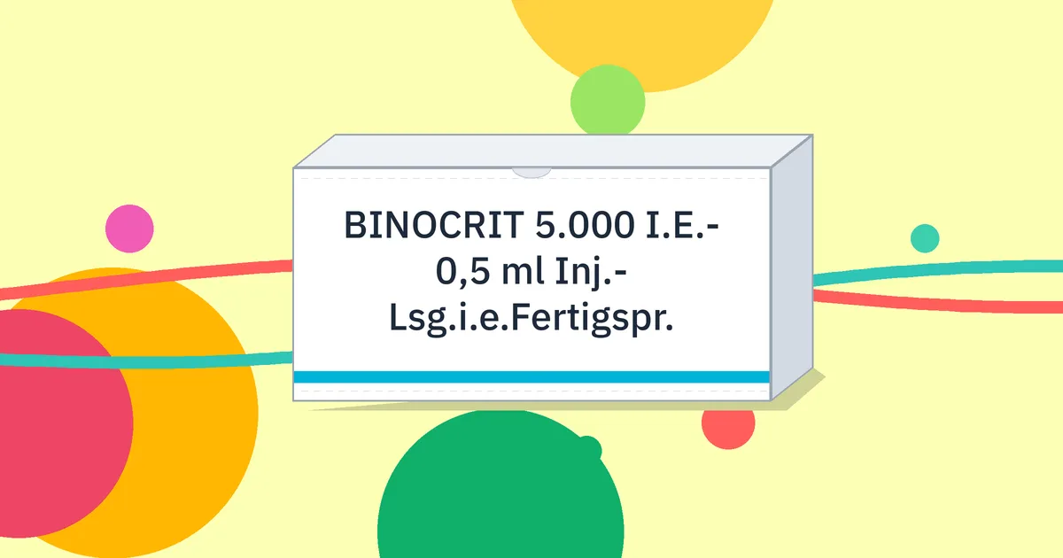 Symbolbild: Packung mit der Aufschrift BINOCRIT 5.000 I.E.-0,5 ml Inj.-Lsg.i.e.Fertigspr. (PZN 17604831) – Verfügbarkeit und Bezug in Apotheken in Frankfurt am Main