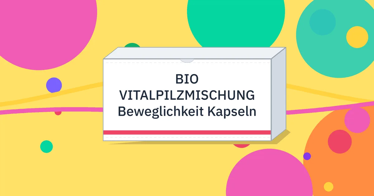 Symbolbild: Packung mit der Aufschrift BIO VITALPILZMISCHUNG Beweglichkeit Kapseln (PZN 19132566) – Verfügbarkeit und Bezug in Apotheken in Frankfurt am Main