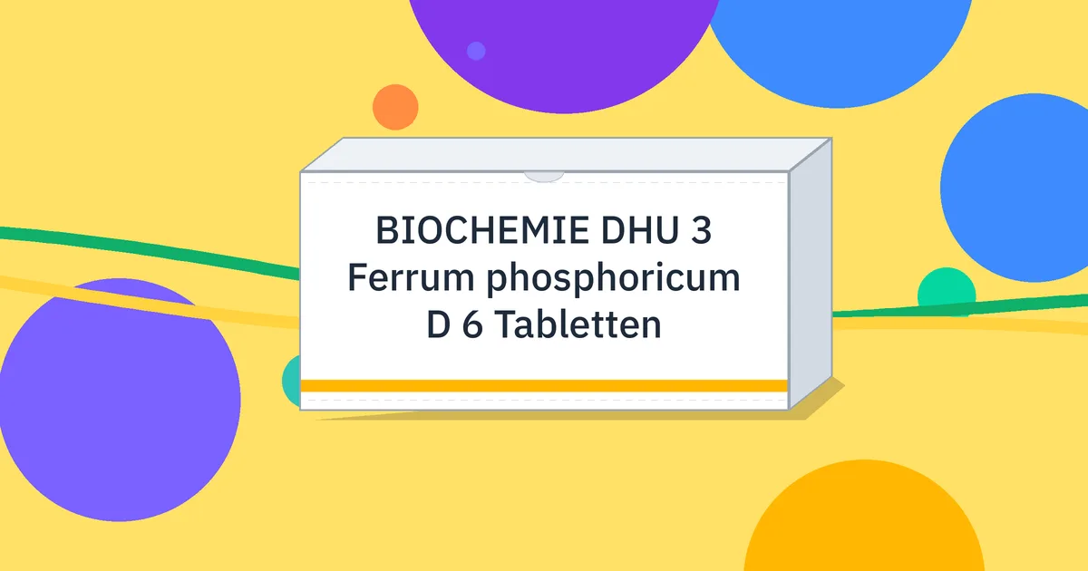 Symbolbild: Packung mit der Aufschrift BIOCHEMIE DHU 3 Ferrum phosphoricum D 6 Tabletten (PZN 06584002) – Verfügbarkeit und Bezug in Apotheken in Frankfurt am Main