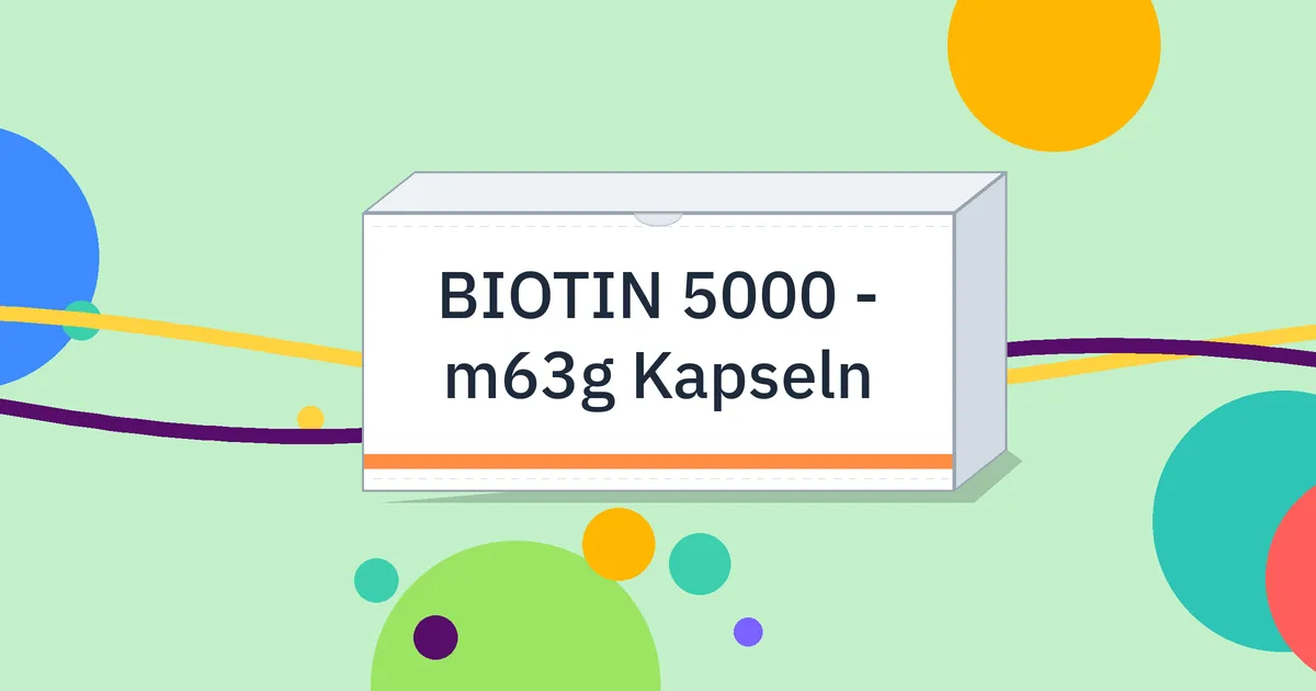 Symbolbild: Packung mit der Aufschrift BIOTIN 5000 -m63g Kapseln (PZN 19967638) – Verfügbarkeit und Bezug in Apotheken in Frankfurt am Main