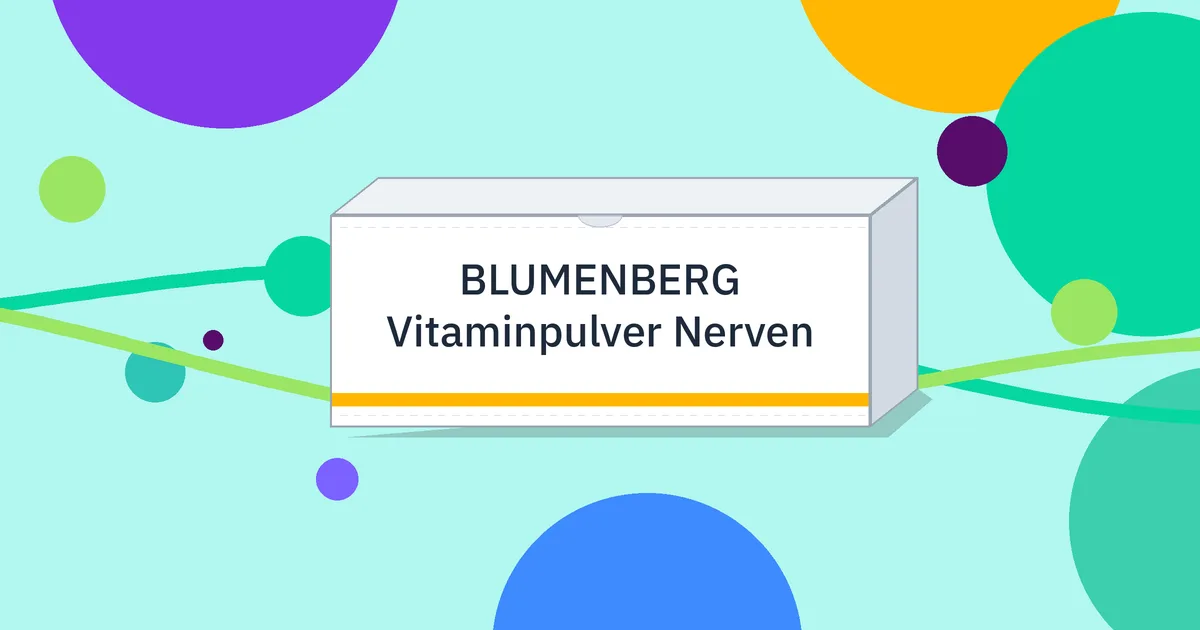 Symbolbild: Packung mit der Aufschrift BLUMENBERG Vitaminpulver Nerven (PZN 19902194) – Verfügbarkeit und Bezug in Apotheken in Frankfurt am Main