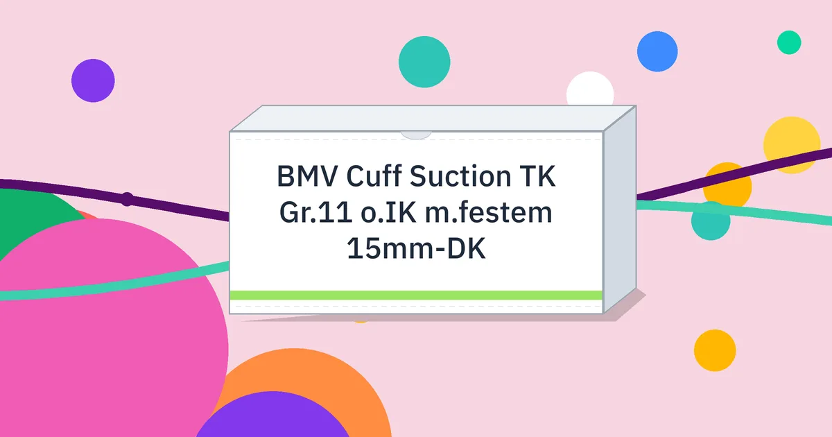 Symbolbild: Packung mit der Aufschrift BMV Cuff Suction TK Gr.11 o.IK m.festem 15mm-DK (PZN 18848713) – Verfügbarkeit und Bezug in Apotheken in Frankfurt am Main