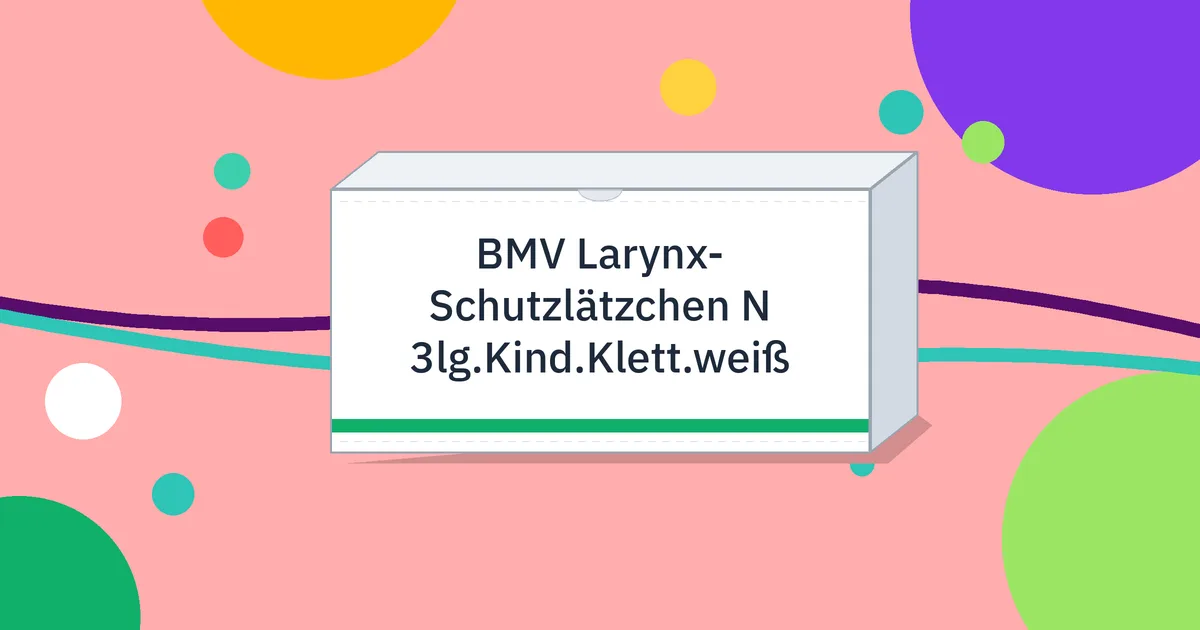 Symbolbild: Packung mit der Aufschrift BMV Larynx-Schutzlätzchen N 3lg.Kind.Klett.weiß (PZN 10083553) – Verfügbarkeit und Bezug in Apotheken in Frankfurt am Main