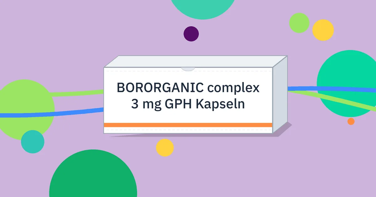 Symbolbild: Packung mit der Aufschrift BORORGANIC complex 3 mg GPH Kapseln (PZN 10522515) – Verfügbarkeit und Bezug in Apotheken in Frankfurt am Main