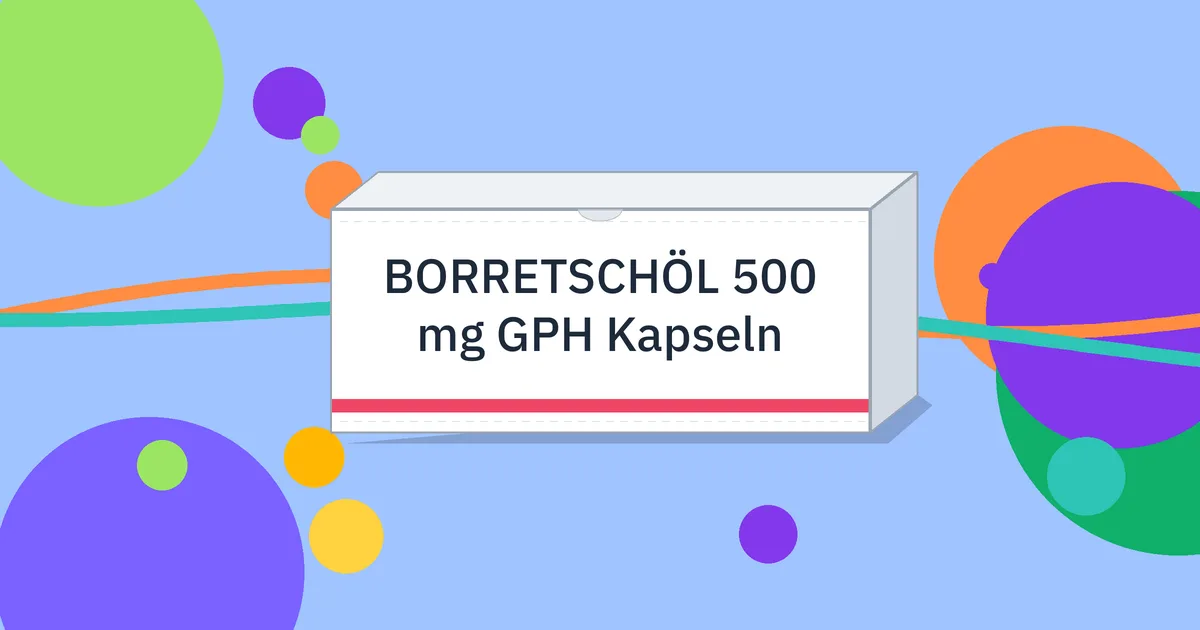 Symbolbild: Packung mit der Aufschrift BORRETSCHÖL 500 mg GPH Kapseln (PZN 09721600) – Verfügbarkeit und Bezug in Apotheken in Frankfurt am Main