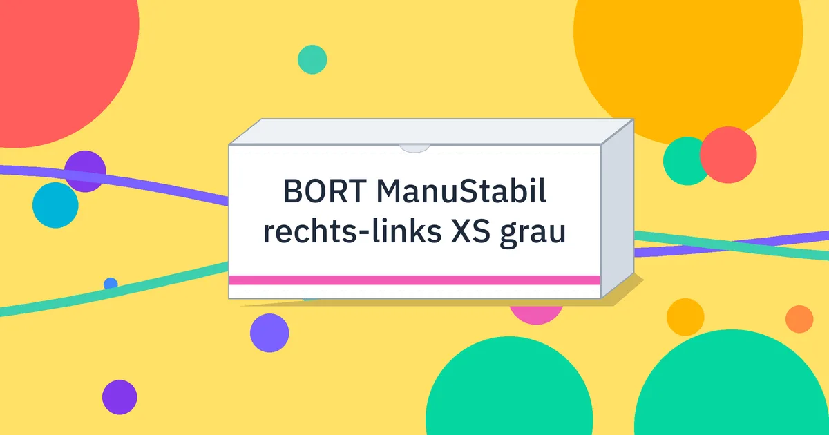 Symbolbild: Packung mit der Aufschrift BORT ManuStabil rechts-links XS grau (PZN 16318081) – Verfügbarkeit und Bezug in Apotheken in Frankfurt am Main