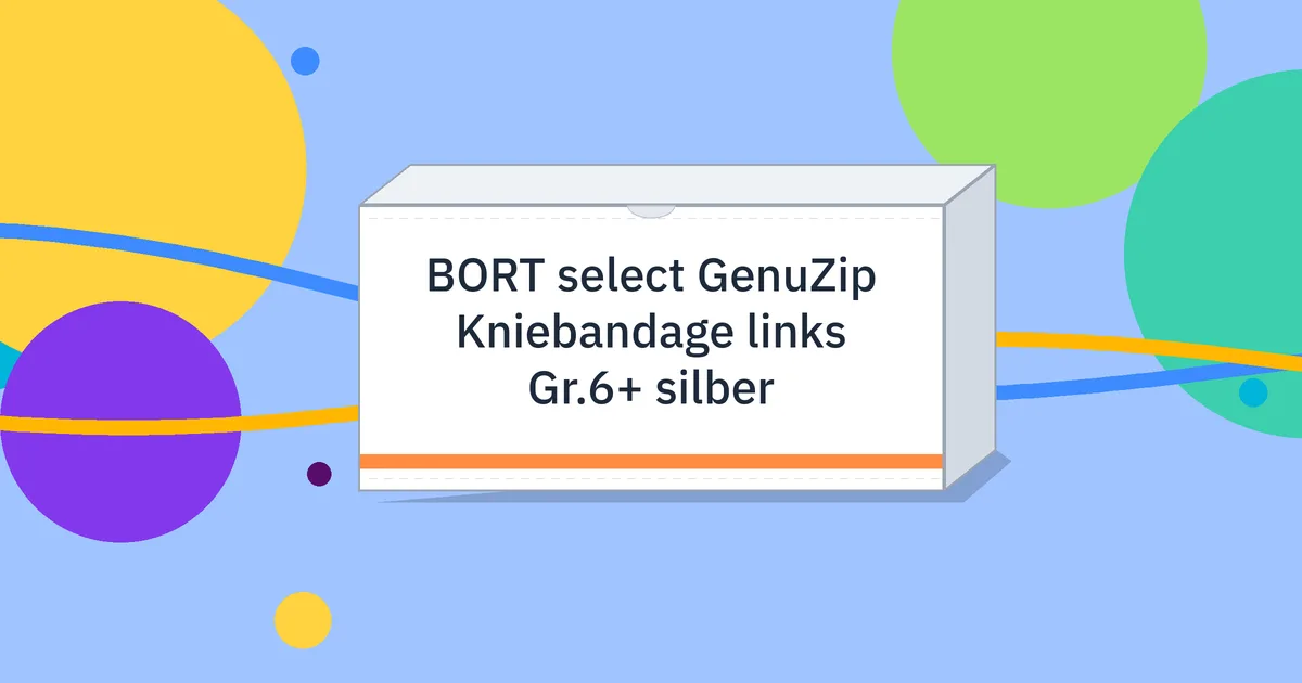 Symbolbild: Packung mit der Aufschrift BORT select GenuZip Kniebandage links Gr.6+ silber (PZN 16844125) – Verfügbarkeit und Bezug in Apotheken in Frankfurt am Main