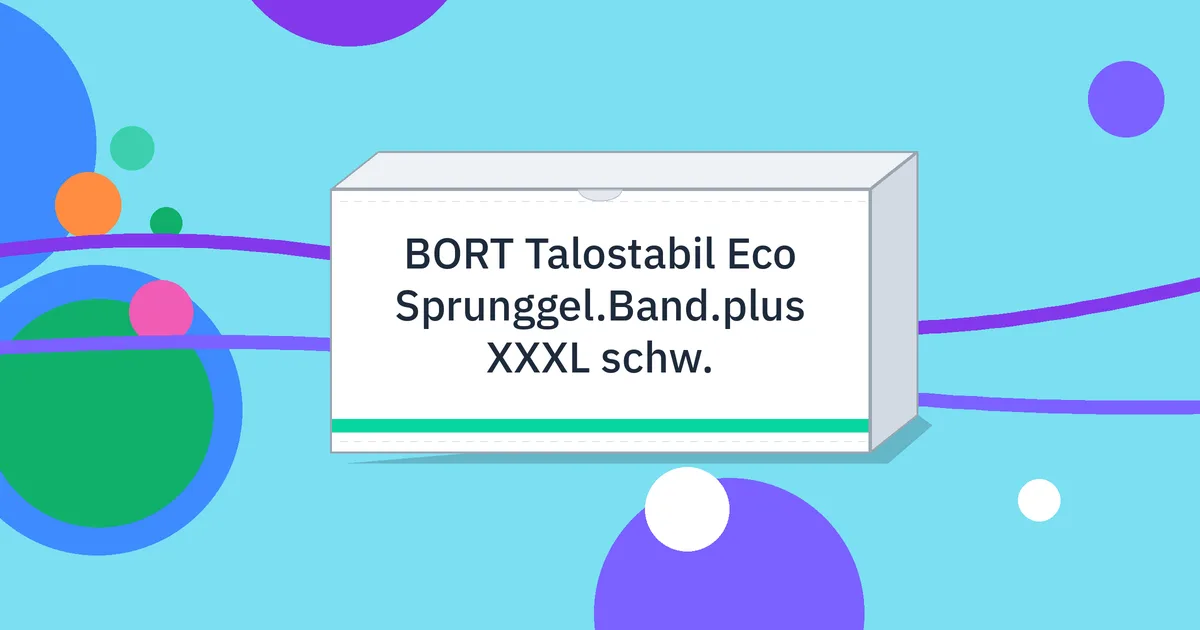 Symbolbild: Packung mit der Aufschrift BORT Talostabil Eco Sprunggel.Band.plus XXXL schw. (PZN 19111009) – Verfügbarkeit und Bezug in Apotheken in Frankfurt am Main