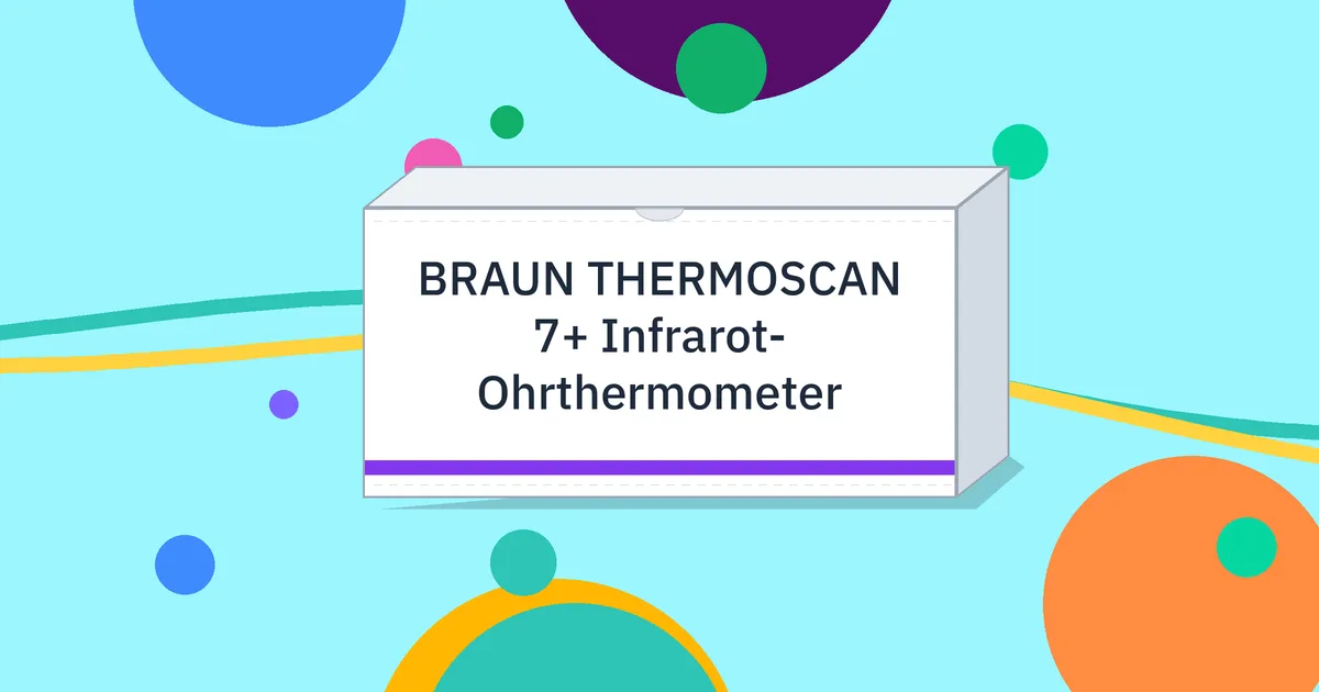 Symbolbild: Packung mit der Aufschrift BRAUN THERMOSCAN 7+ Infrarot-Ohrthermometer (PZN 14286017) – Verfügbarkeit und Bezug in Apotheken in Frankfurt am Main
