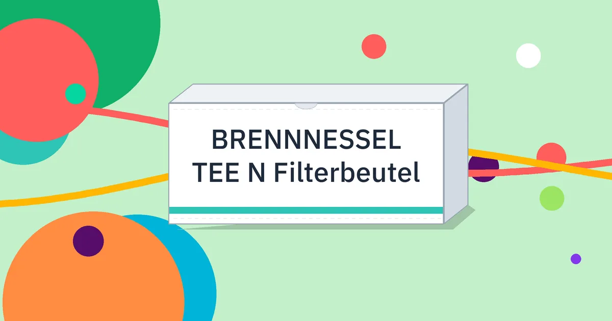 Symbolbild: Packung mit der Aufschrift BRENNNESSEL TEE N Filterbeutel (PZN 16764395) – Verfügbarkeit und Bezug in Apotheken in Frankfurt am Main