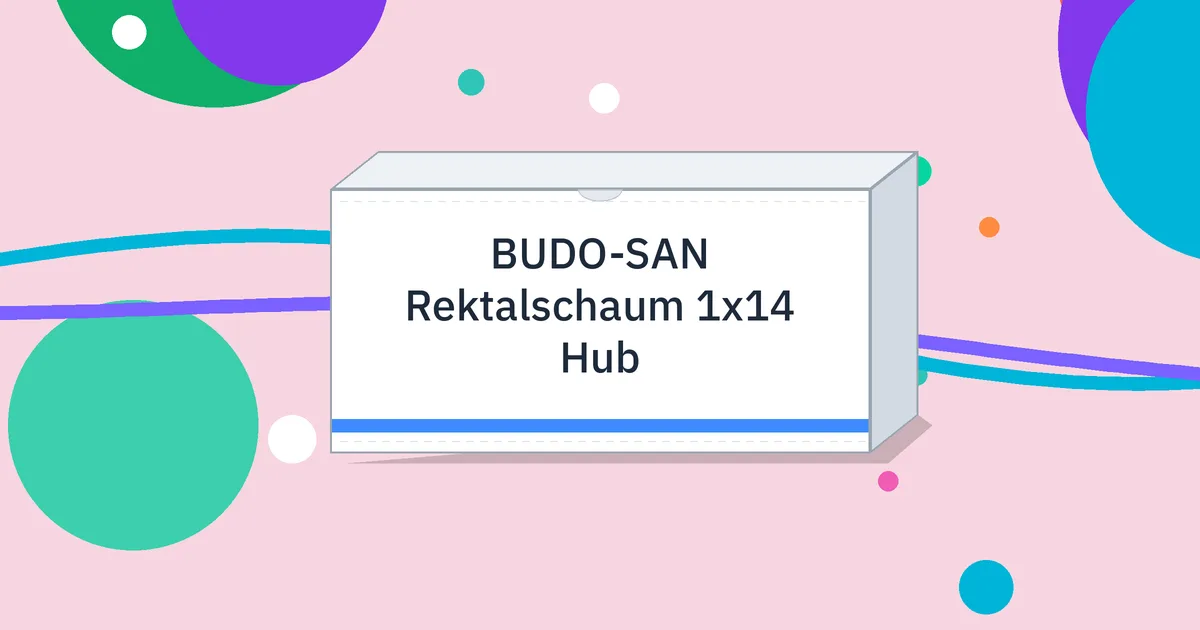 Symbolbild: Packung mit der Aufschrift BUDO-SAN Rektalschaum 1x14 Hub (PZN 19987204) – Verfügbarkeit und Bezug in Apotheken in Frankfurt am Main