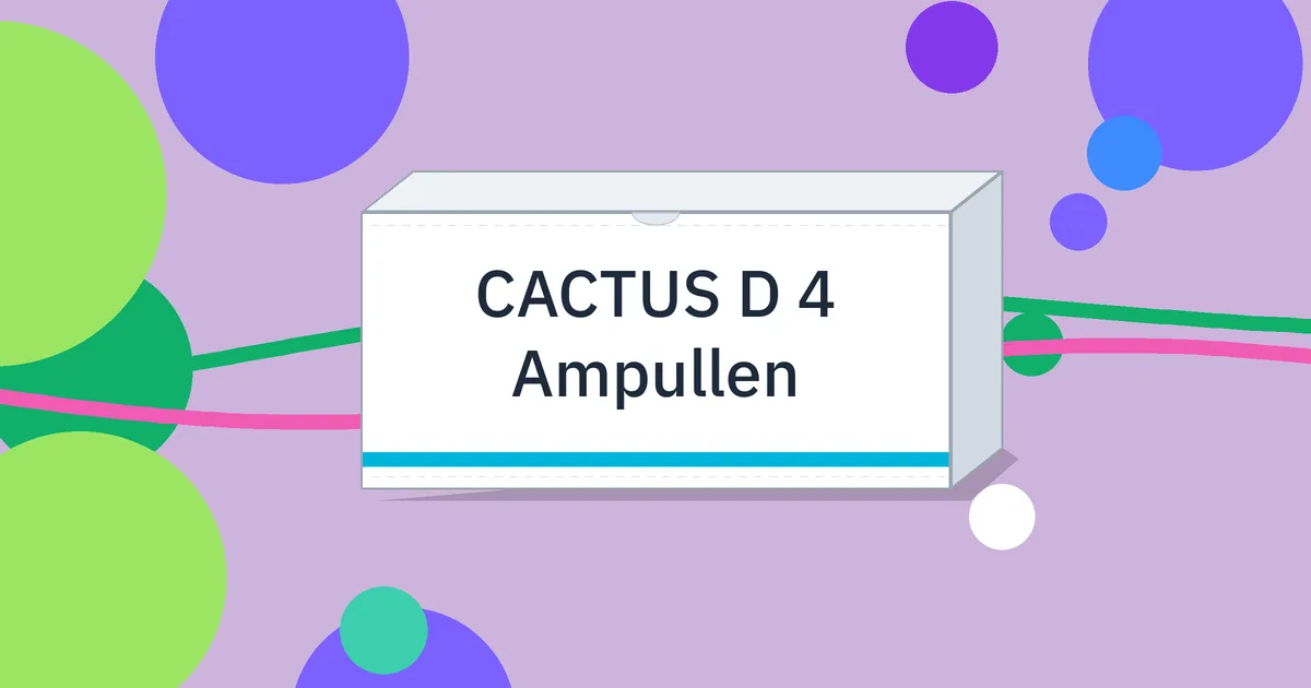 Symbolbild: Packung mit der Aufschrift CACTUS D 4 Ampullen (PZN 11704626) – Verfügbarkeit und Bezug in Apotheken in Frankfurt am Main