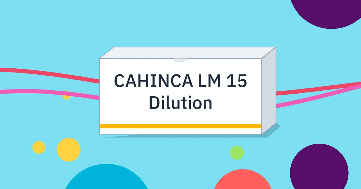 Symbolbild: Packung mit der Aufschrift CAHINCA LM 15 Dilution (PZN 13403030) – Verfügbarkeit und Bezug in Apotheken in Frankfurt am Main