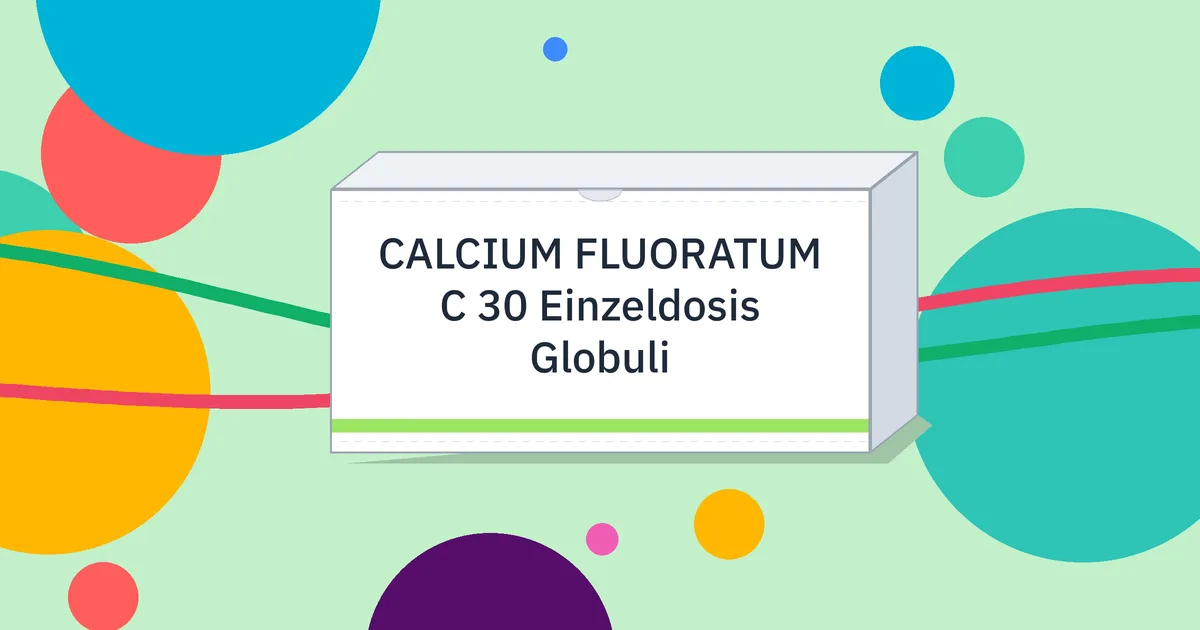 Symbolbild: Packung mit der Aufschrift CALCIUM FLUORATUM C 30 Einzeldosis Globuli (PZN 01929809) – Verfügbarkeit und Bezug in Apotheken in Frankfurt am Main