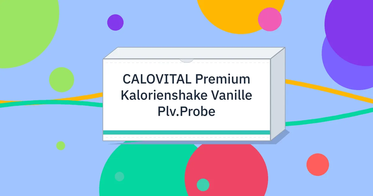 Symbolbild: Packung mit der Aufschrift CALOVITAL Premium Kalorienshake Vanille Plv.Probe (PZN 19823247) – Verfügbarkeit und Bezug in Apotheken in Frankfurt am Main