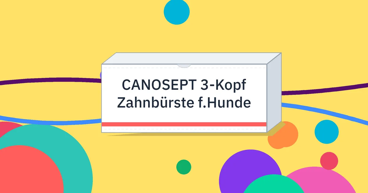 Symbolbild: Packung mit der Aufschrift CANOSEPT 3-Kopf Zahnbürste f.Hunde (PZN 17561079) – Verfügbarkeit und Bezug in Apotheken in Frankfurt am Main