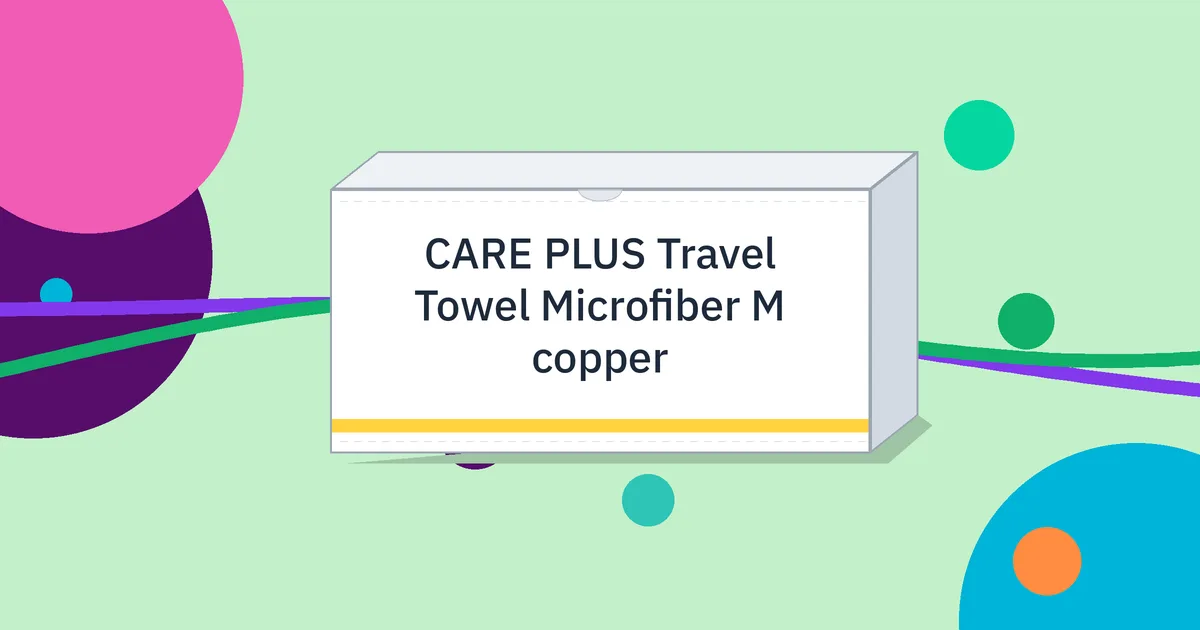 Symbolbild: Packung mit der Aufschrift CARE PLUS Travel Towel Microfiber M copper (PZN 16681858) – Verfügbarkeit und Bezug in Apotheken in Frankfurt am Main