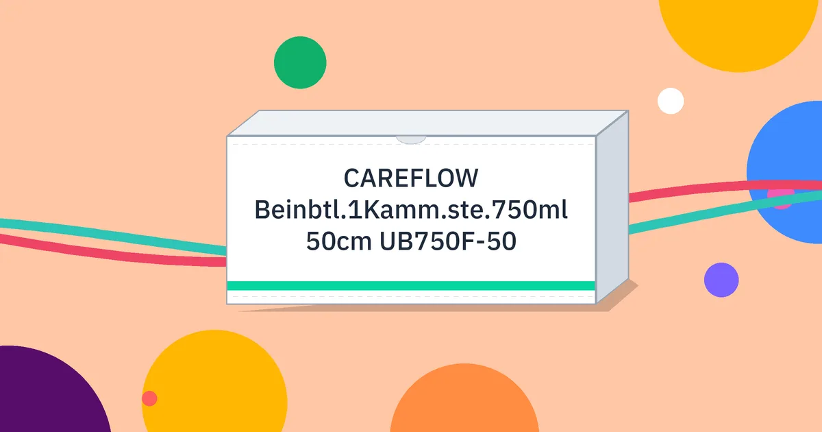 Symbolbild: Packung mit der Aufschrift CAREFLOW Beinbtl.1Kamm.ste.750ml 50cm UB750F-50 (PZN 12371500) – Verfügbarkeit und Bezug in Apotheken in Frankfurt am Main