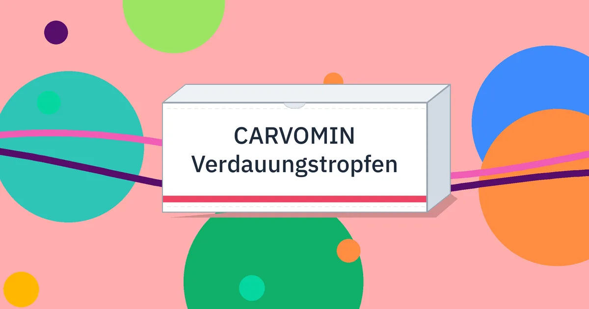 Symbolbild: Packung mit der Aufschrift CARVOMIN Verdauungstropfen (PZN 02470520) – Verfügbarkeit und Bezug in Apotheken in Frankfurt am Main
