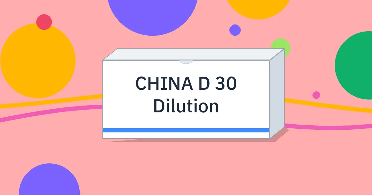 Symbolbild: Packung mit der Aufschrift CHINA D 30 Dilution (PZN 02610688) – Verfügbarkeit und Bezug in Apotheken in Frankfurt am Main