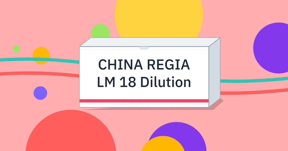 Symbolbild: Packung mit der Aufschrift CHINA REGIA LM 18 Dilution (PZN 12814340) – Verfügbarkeit und Bezug in Apotheken in Frankfurt am Main