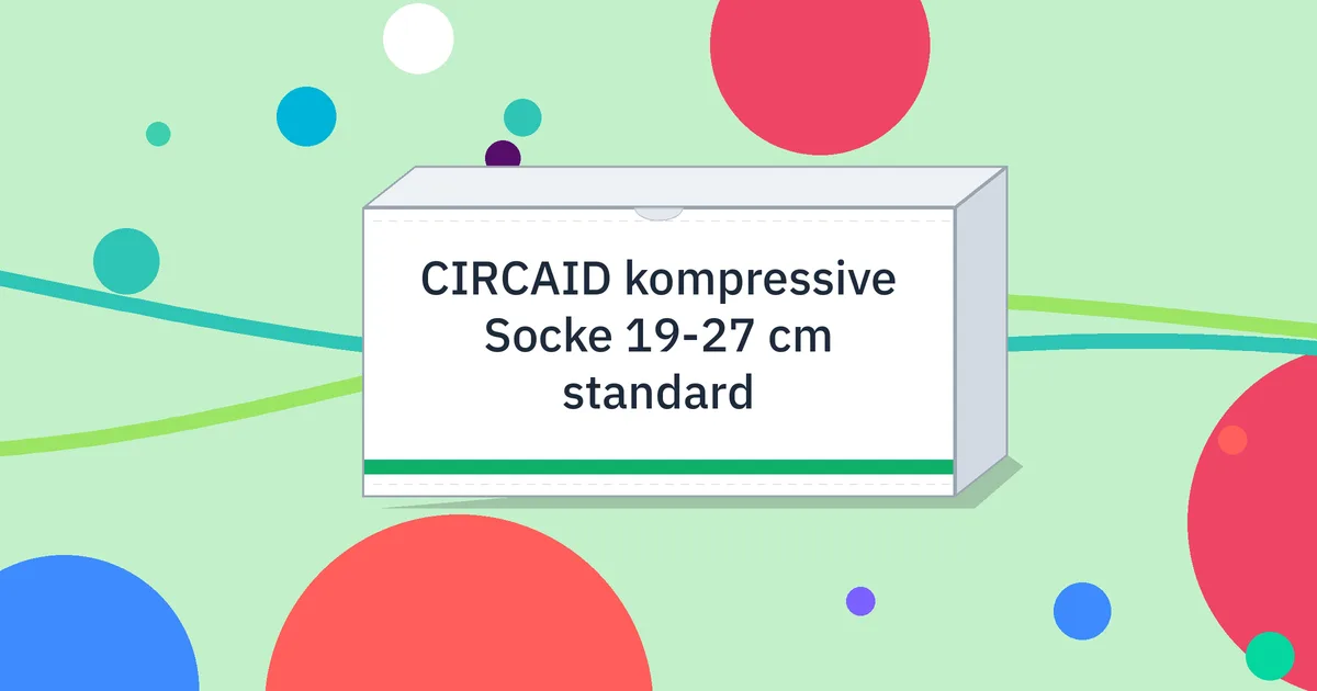Symbolbild: Packung mit der Aufschrift CIRCAID kompressive Socke 19-27 cm standard (PZN 11607389) – Verfügbarkeit und Bezug in Apotheken in Frankfurt am Main