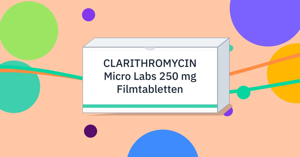 Symbolbild: Packung mit der Aufschrift CLARITHROMYCIN Micro Labs 250 mg Filmtabletten (PZN 10818291) – Verfügbarkeit und Bezug in Apotheken in Frankfurt am Main