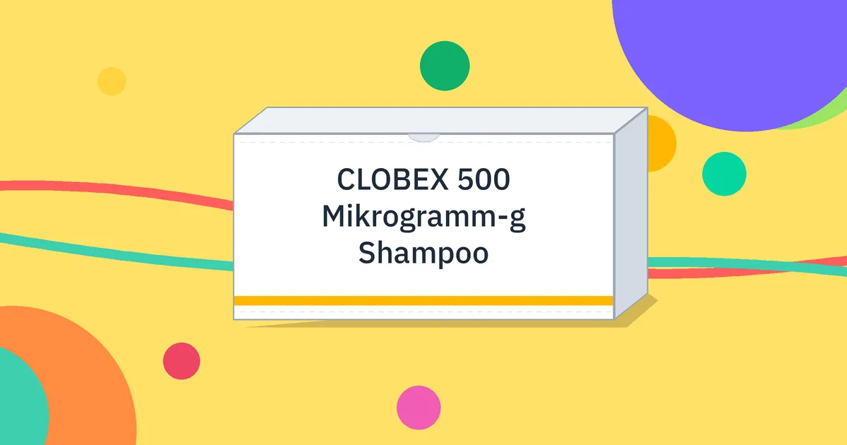 Symbolbild: Packung mit der Aufschrift CLOBEX 500 Mikrogramm-g Shampoo (PZN 18305786) – Verfügbarkeit und Bezug in Apotheken in Frankfurt am Main