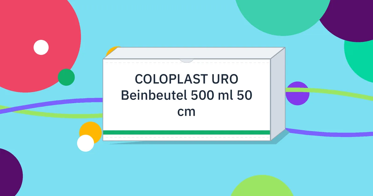 Symbolbild: Packung mit der Aufschrift COLOPLAST URO Beinbeutel 500 ml 50 cm (PZN 14053460) – Verfügbarkeit und Bezug in Apotheken in Frankfurt am Main