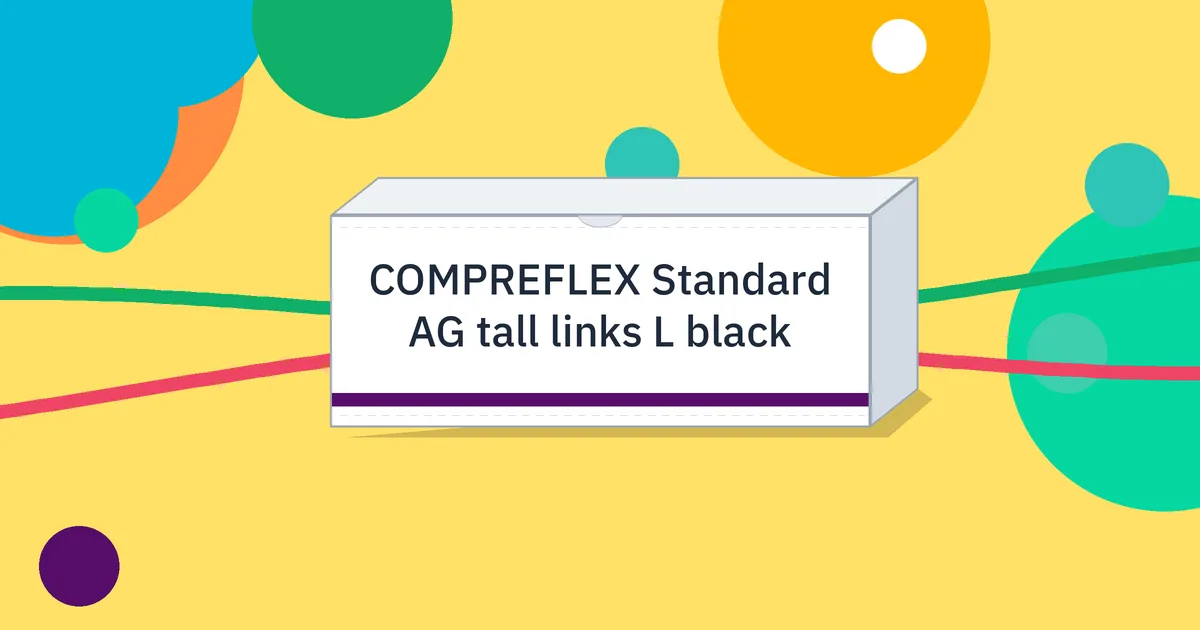 Symbolbild: Packung mit der Aufschrift COMPREFLEX Standard AG tall links L black (PZN 19534744) – Verfügbarkeit und Bezug in Apotheken in Frankfurt am Main