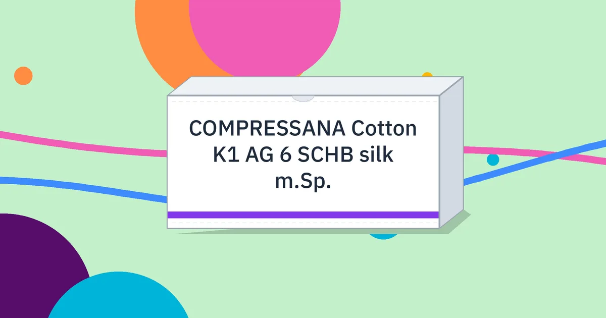 Symbolbild: Packung mit der Aufschrift COMPRESSANA Cotton K1 AG 6 SCHB silk m.Sp. (PZN 16959992) – Verfügbarkeit und Bezug in Apotheken in Frankfurt am Main