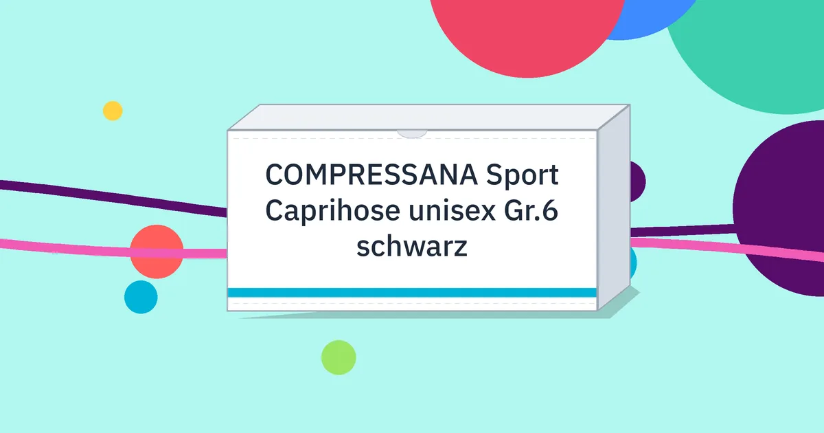 Symbolbild: Packung mit der Aufschrift COMPRESSANA Sport Caprihose unisex Gr.6 schwarz (PZN 18790250) – Verfügbarkeit und Bezug in Apotheken in Frankfurt am Main
