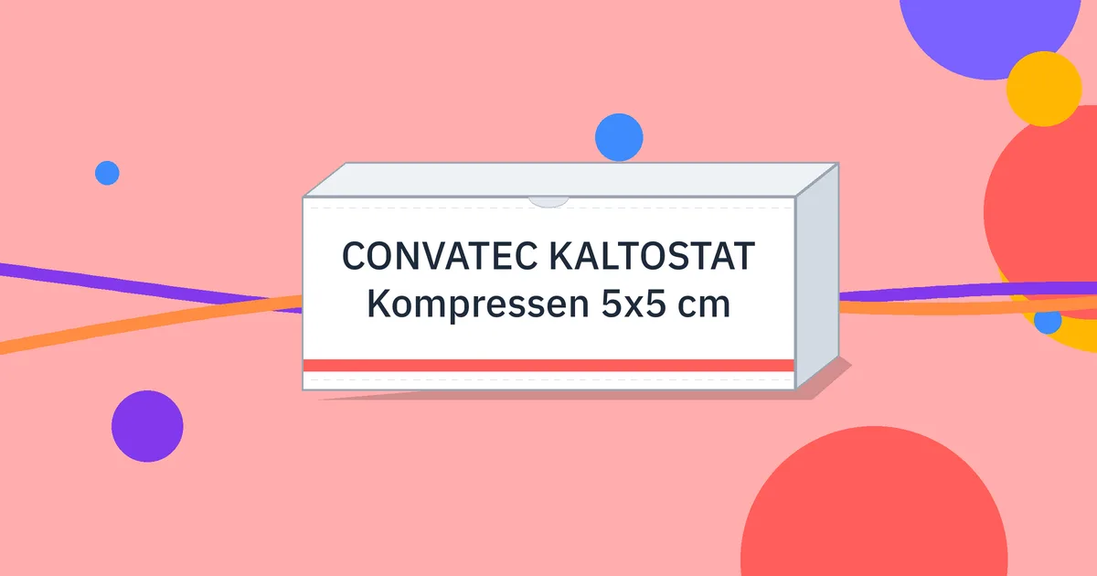 Symbolbild: Packung mit der Aufschrift CONVATEC KALTOSTAT Kompressen 5x5 cm (PZN 14199956) – Verfügbarkeit und Bezug in Apotheken in Frankfurt am Main
