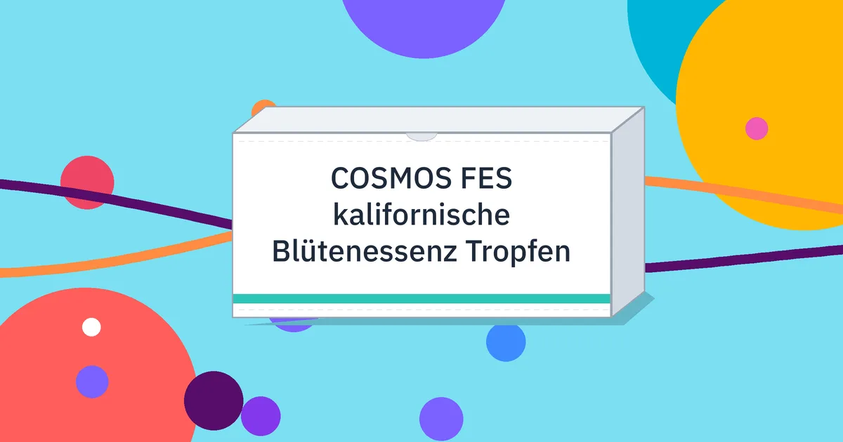 Symbolbild: Packung mit der Aufschrift COSMOS FES kalifornische Blütenessenz Tropfen (PZN 09172151) – Verfügbarkeit und Bezug in Apotheken in Frankfurt am Main