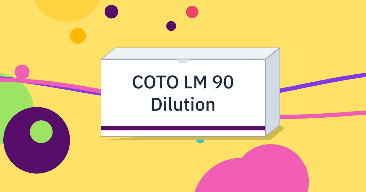 Symbolbild: Packung mit der Aufschrift COTO LM 90 Dilution (PZN 13455624) – Verfügbarkeit und Bezug in Apotheken in Frankfurt am Main