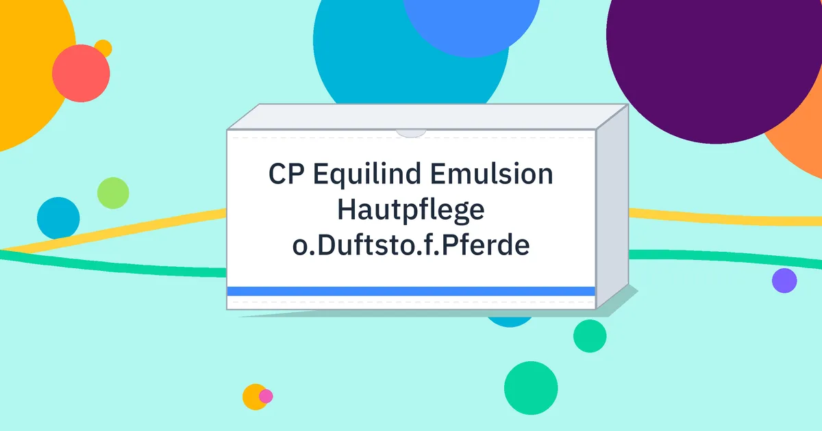 Symbolbild: Packung mit der Aufschrift CP Equilind Emulsion Hautpflege o.Duftsto.f.Pferde (PZN 18132127) – Verfügbarkeit und Bezug in Apotheken in Frankfurt am Main