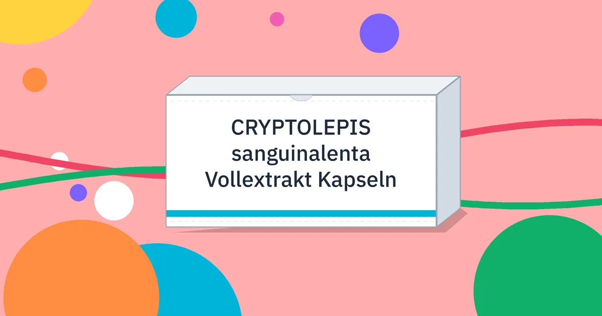 Symbolbild: Packung mit der Aufschrift CRYPTOLEPIS sanguinalenta Vollextrakt Kapseln (PZN 14054732) – Verfügbarkeit und Bezug in Apotheken in Frankfurt am Main