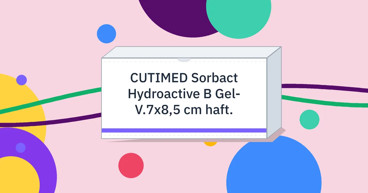 Symbolbild: Packung mit der Aufschrift CUTIMED Sorbact Hydroactive B Gel-V.7x8,5 cm haft. (PZN 15886707) – Verfügbarkeit und Bezug in Apotheken in Frankfurt am Main